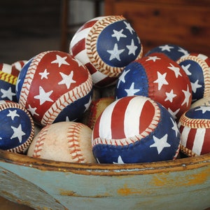 Baseball Hand Painted Red White and Blue Patriotic - Etsy