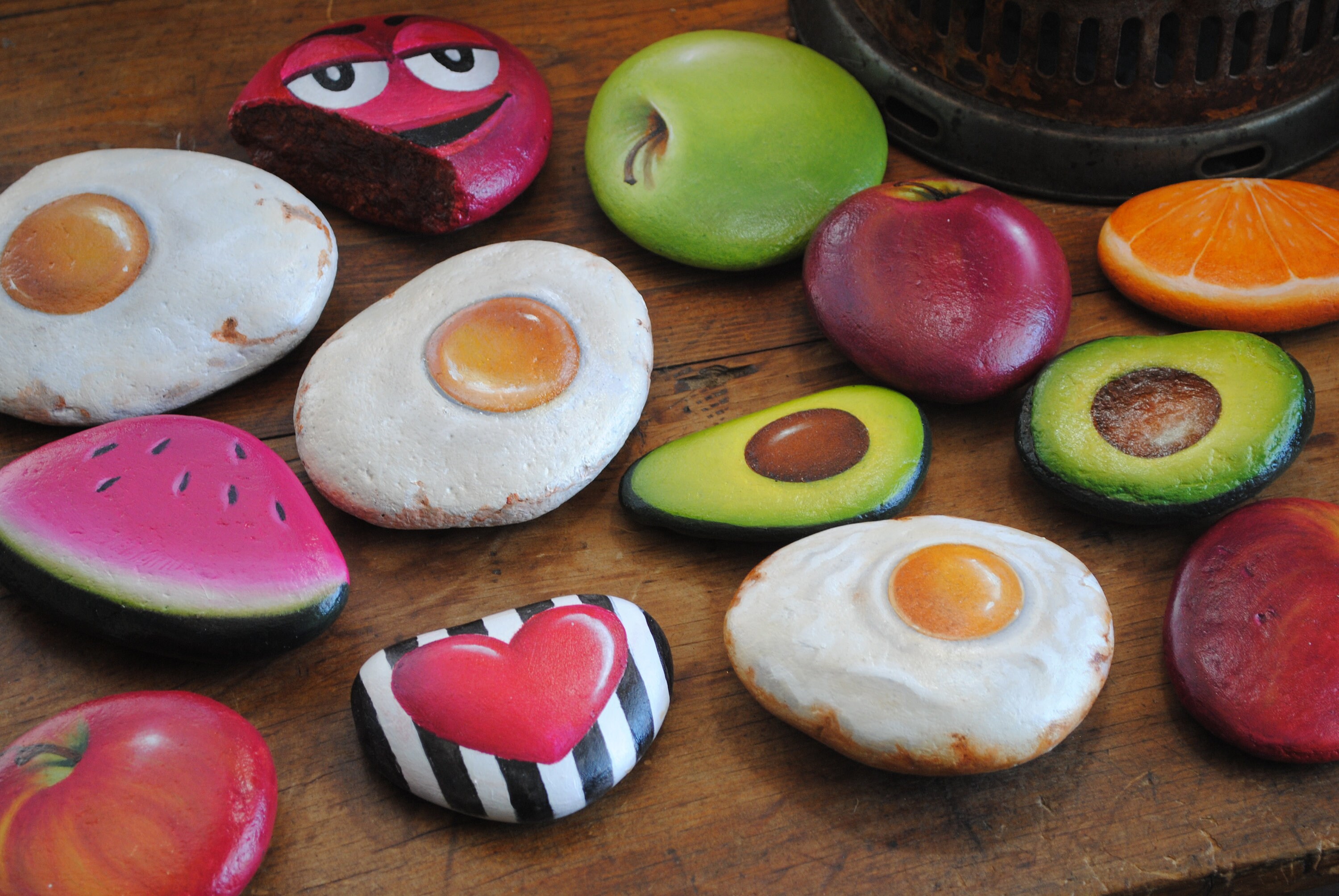 Avocado Rock Art Painted in Oils - Etsy
