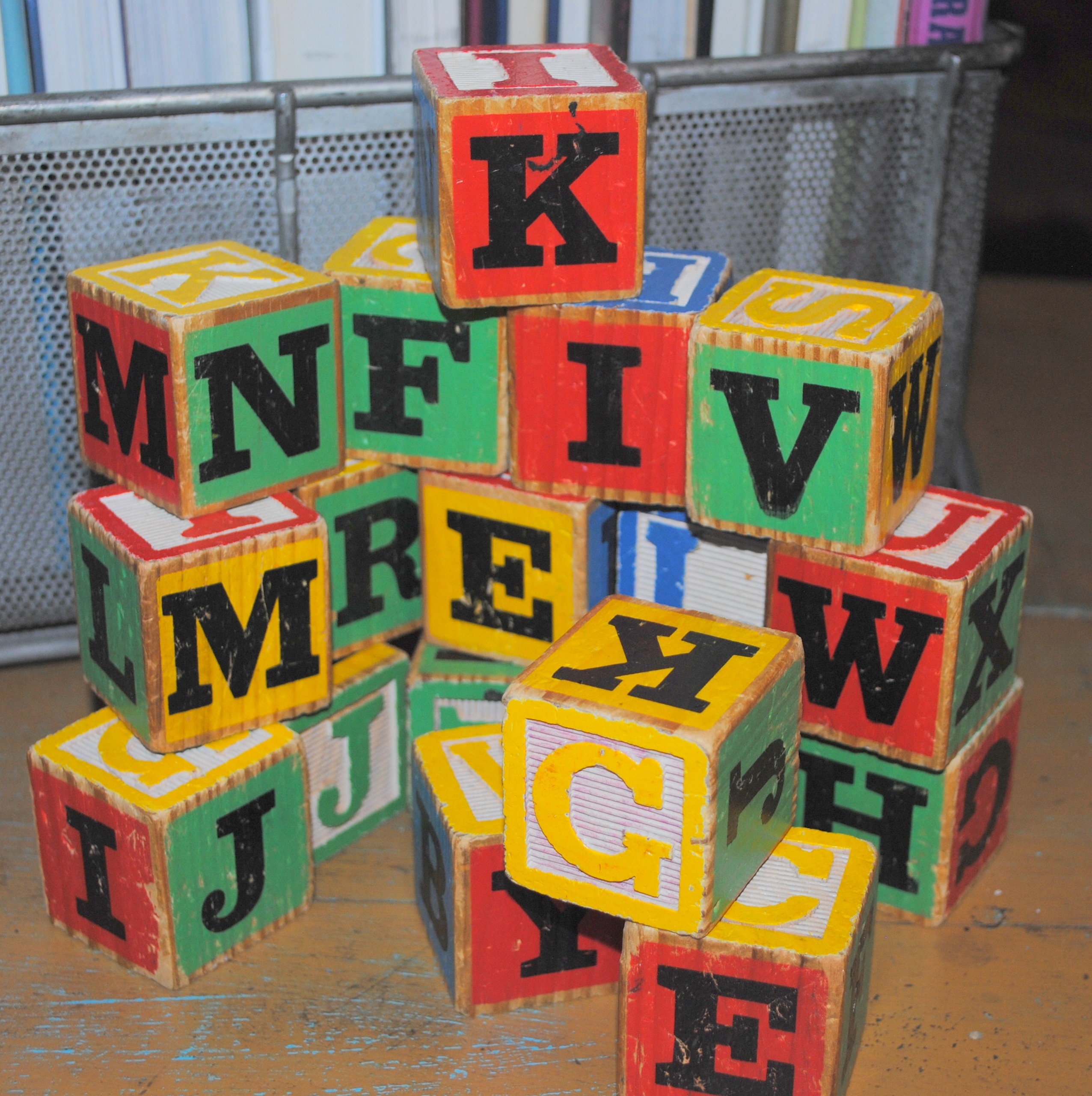 Vintage 18 Wood Children's Alphabet Blocks Great Condition Vivid Colors ...