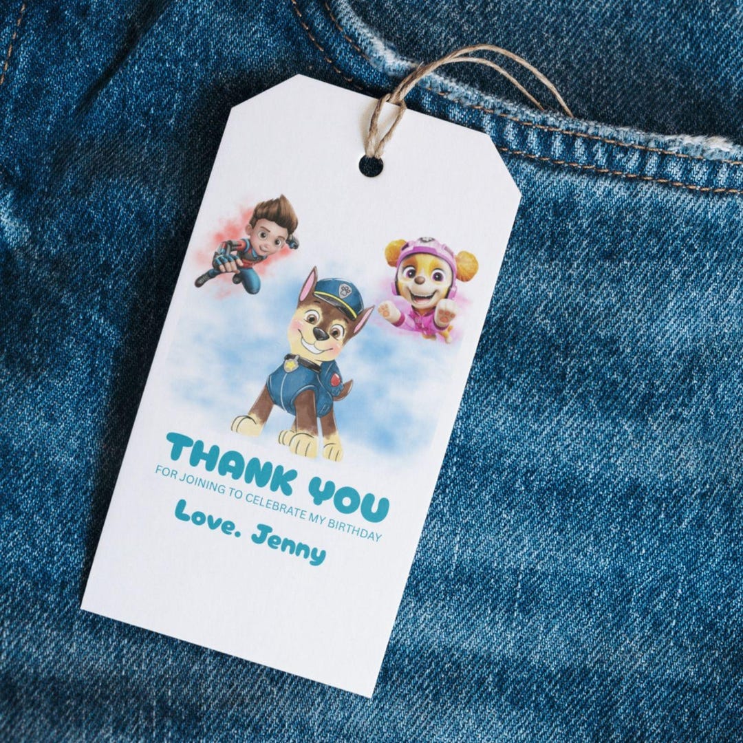 Watercolor Paw-ty Gift Tags, Editable Birthday Thank You Notes (digital ...