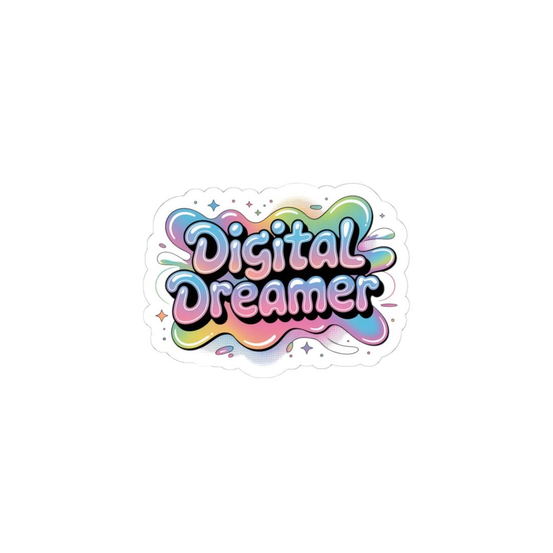 Digital Dreamer Sticker | Y2K Cyber Holo, Retro Tech Chrome Text - Etsy