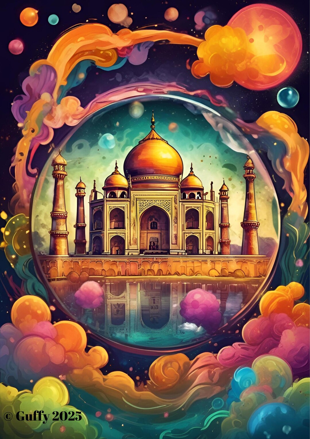 Taj Mahal Oil Painting Print Set: Mystic Indian Wall Art (PDF Download ...