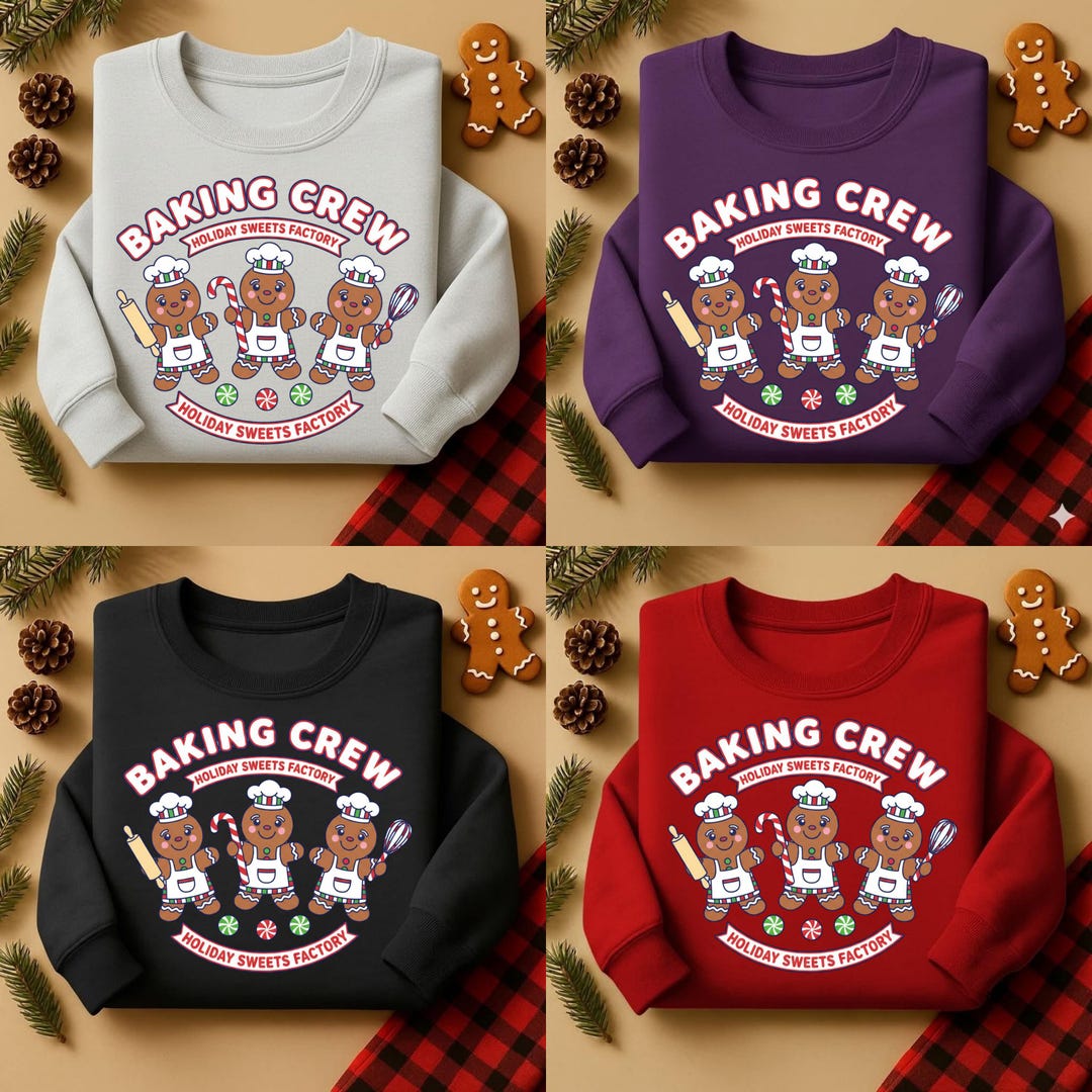 Gingerbread Baking Crew PNG SVG – Christmas Baking Tee for Family ...