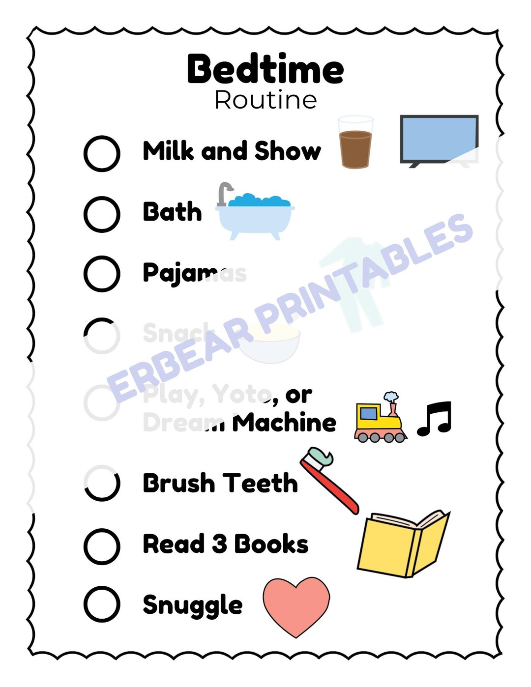 Editable Bedtime Routine Chart for Kids | Visual Schedule | Printable ...