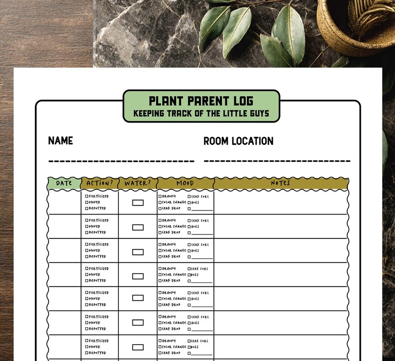 Plant Care Log Printable | Houseplant Tracker | Plant Parent Log ...