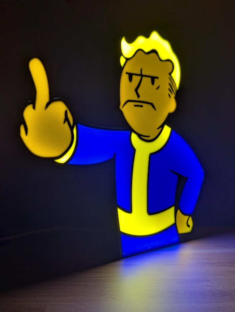 Fallout Inspired Angry Vault Boy LED Light Box Sign - Etsy