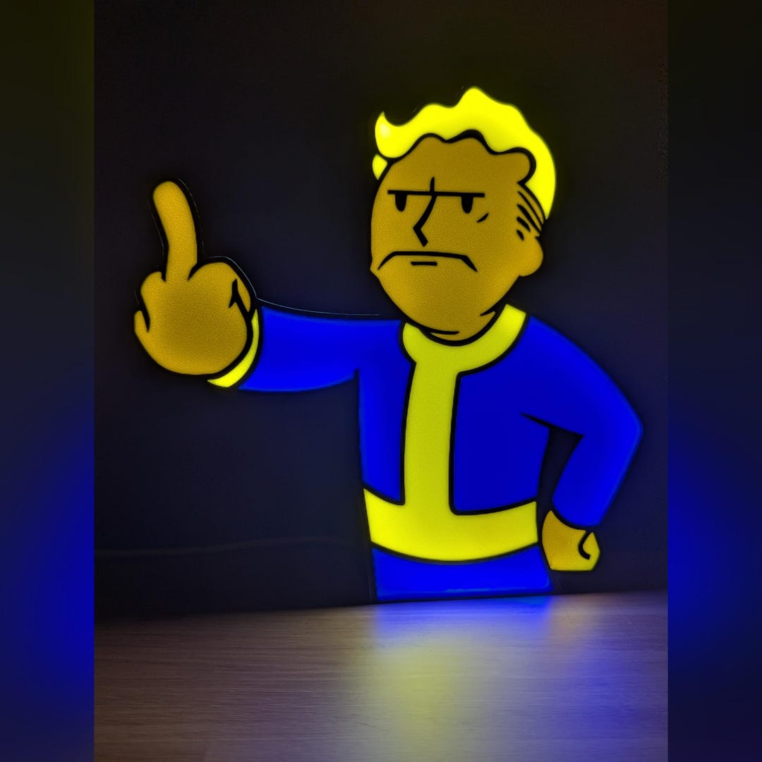 Fallout Inspired Angry Vault Boy LED Light Box Sign - Etsy