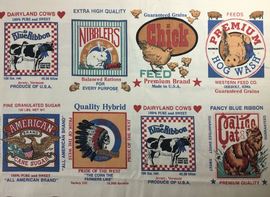 1 1/2 Yards Farm Feed Sack Fabric - Etsy