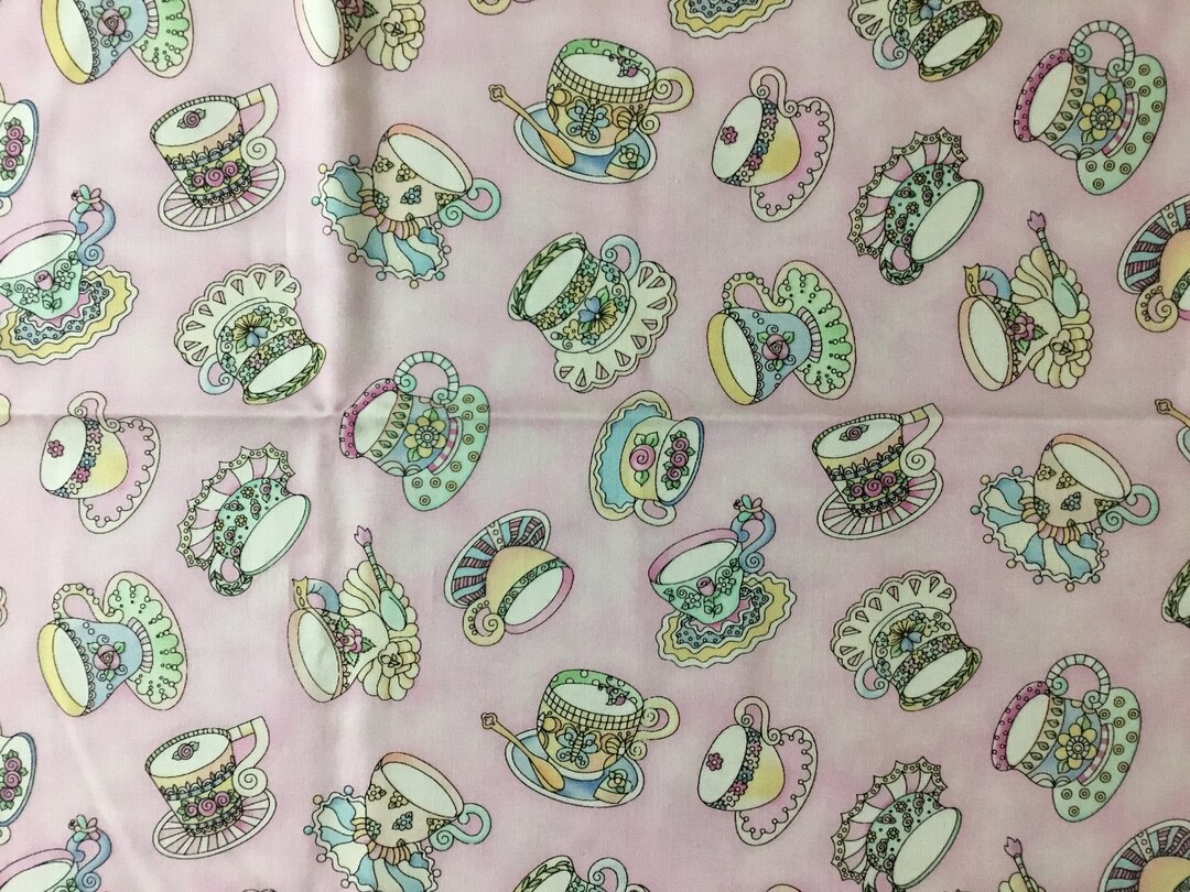 1 Yard Timeless Treasures Teacup Pattern Fabric - Etsy