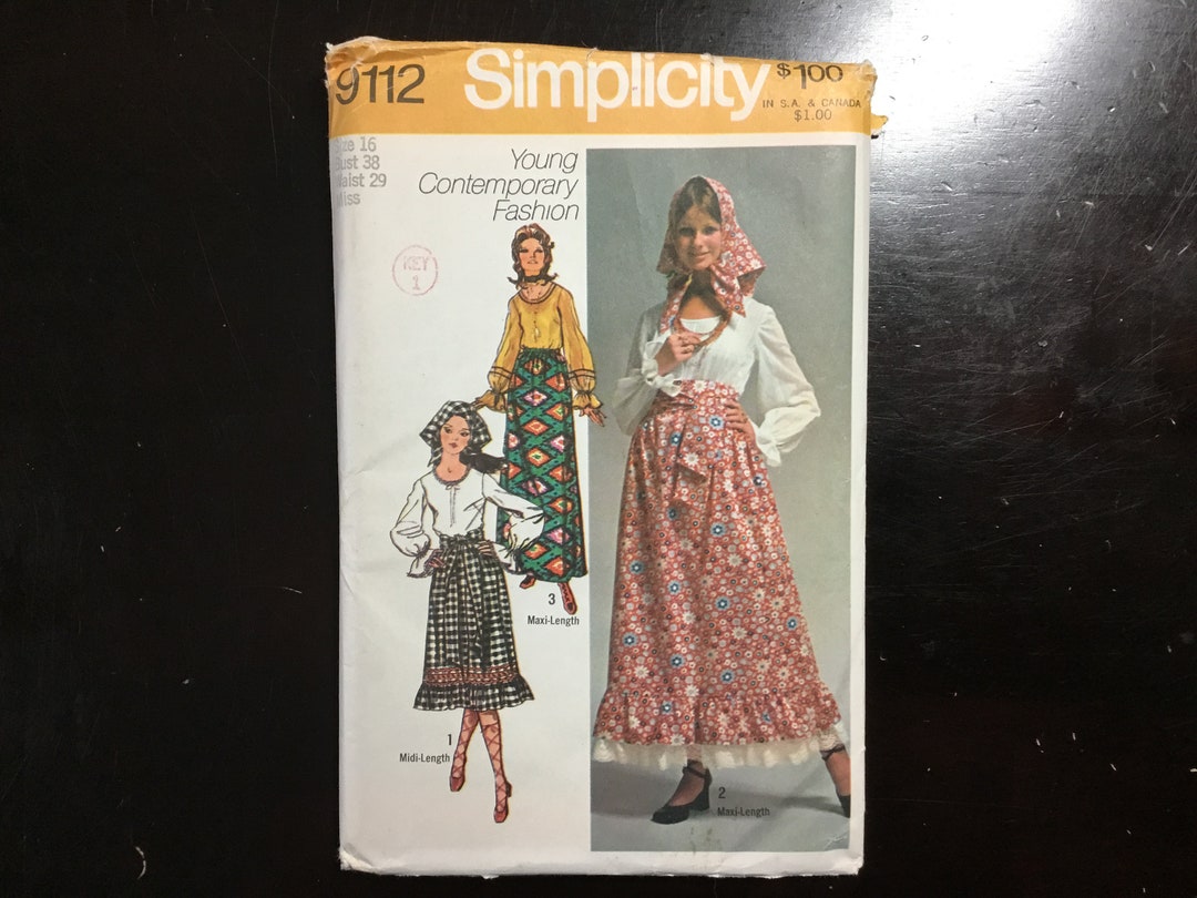 Simplicity 9112 - Size 16 - Skirt / Blouse / Scarf Pattern - Boho ...
