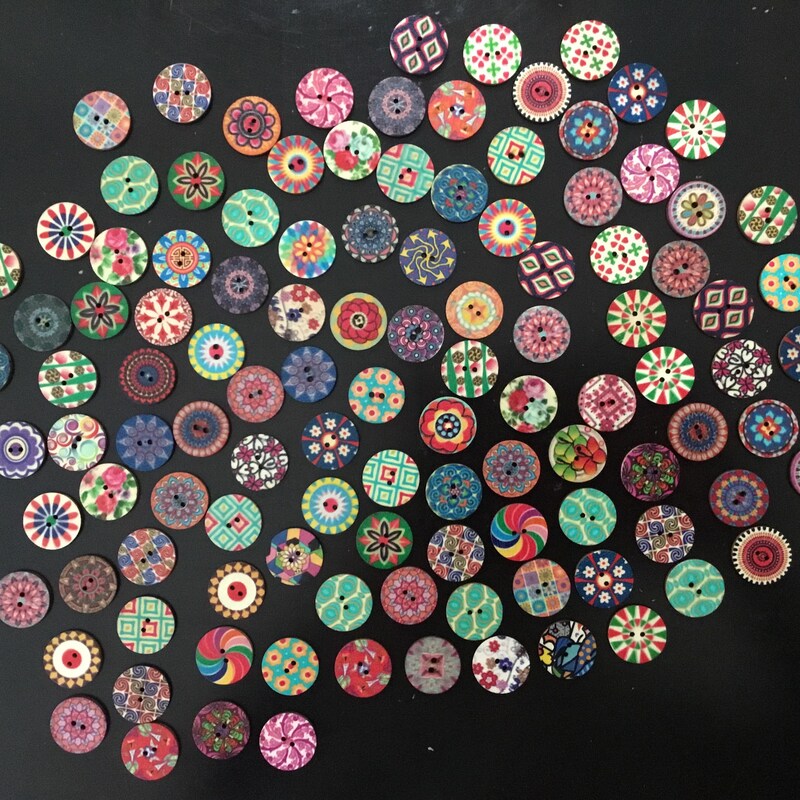 Painted Wood Buttons - Etsy