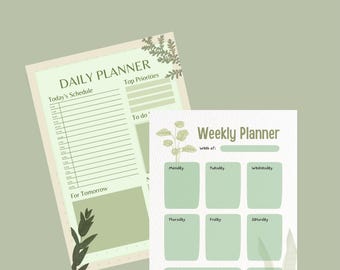 Daily & Weekly Planner Printable PDF / Minimalist Productivity Planner ...
