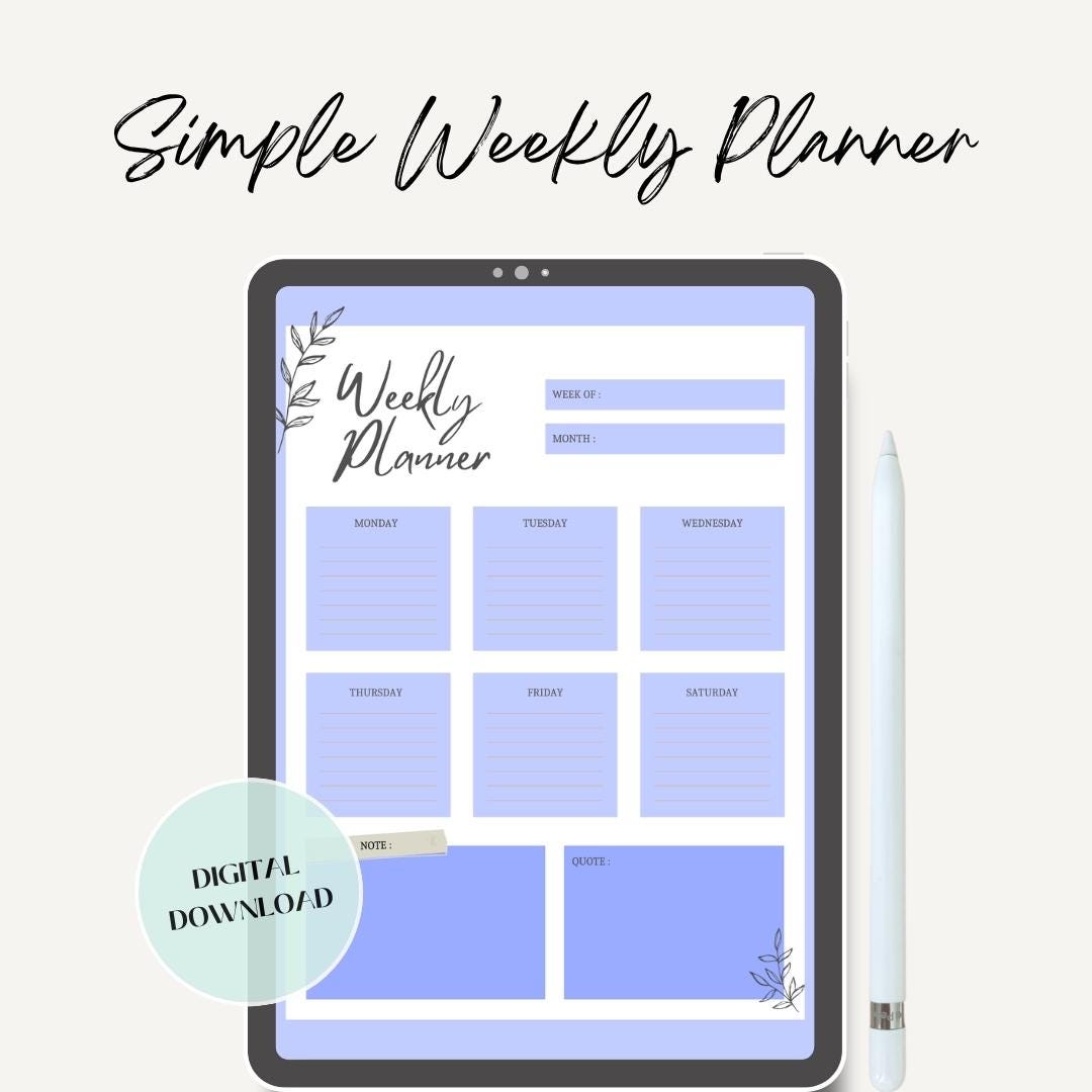 Minimalist Blue Weekly Planner Printable (PDF) - Etsy