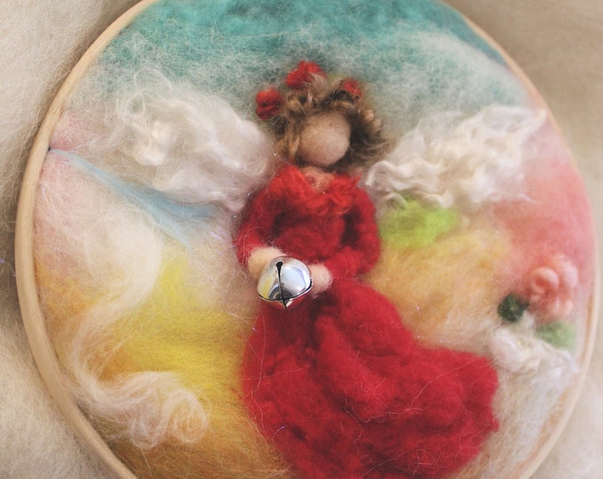 Red Guardian Angel With Shiny Bell by Vihren. Wool Artwork Ready to ...