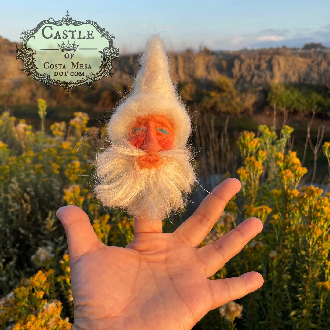 Finger-puppet Gnome With Bushy White Beard and Mustache - Etsy