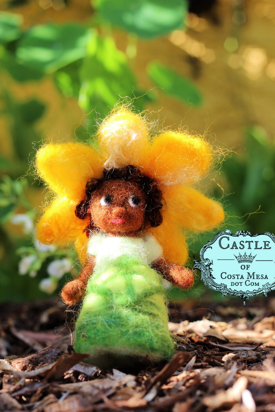 Sunflower Child, Needle-felted Finger-puppet Sprite by Castle of Costa ...