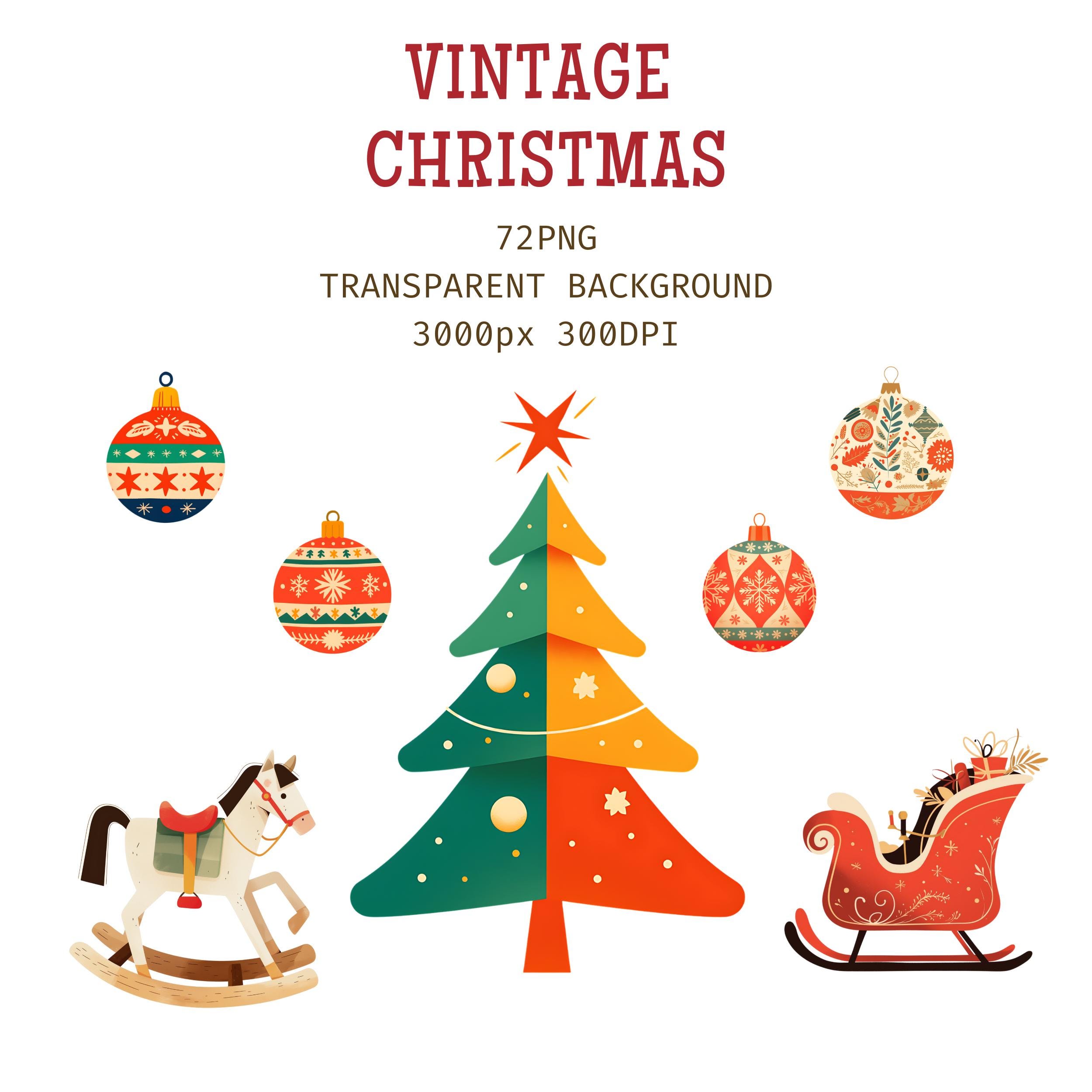 Vintage Christmas Clipart Bundle | Retro Santa & Reindeer | Classic ...