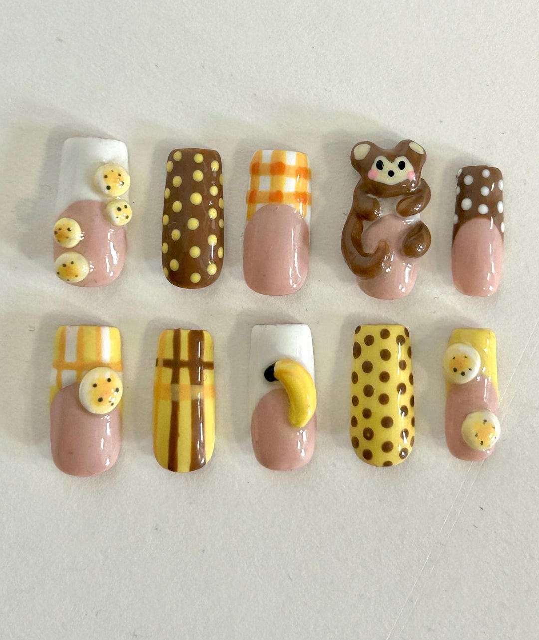 Custom Made Press on Nails Set /press Ons / Monkey Nails / Nail Art ...