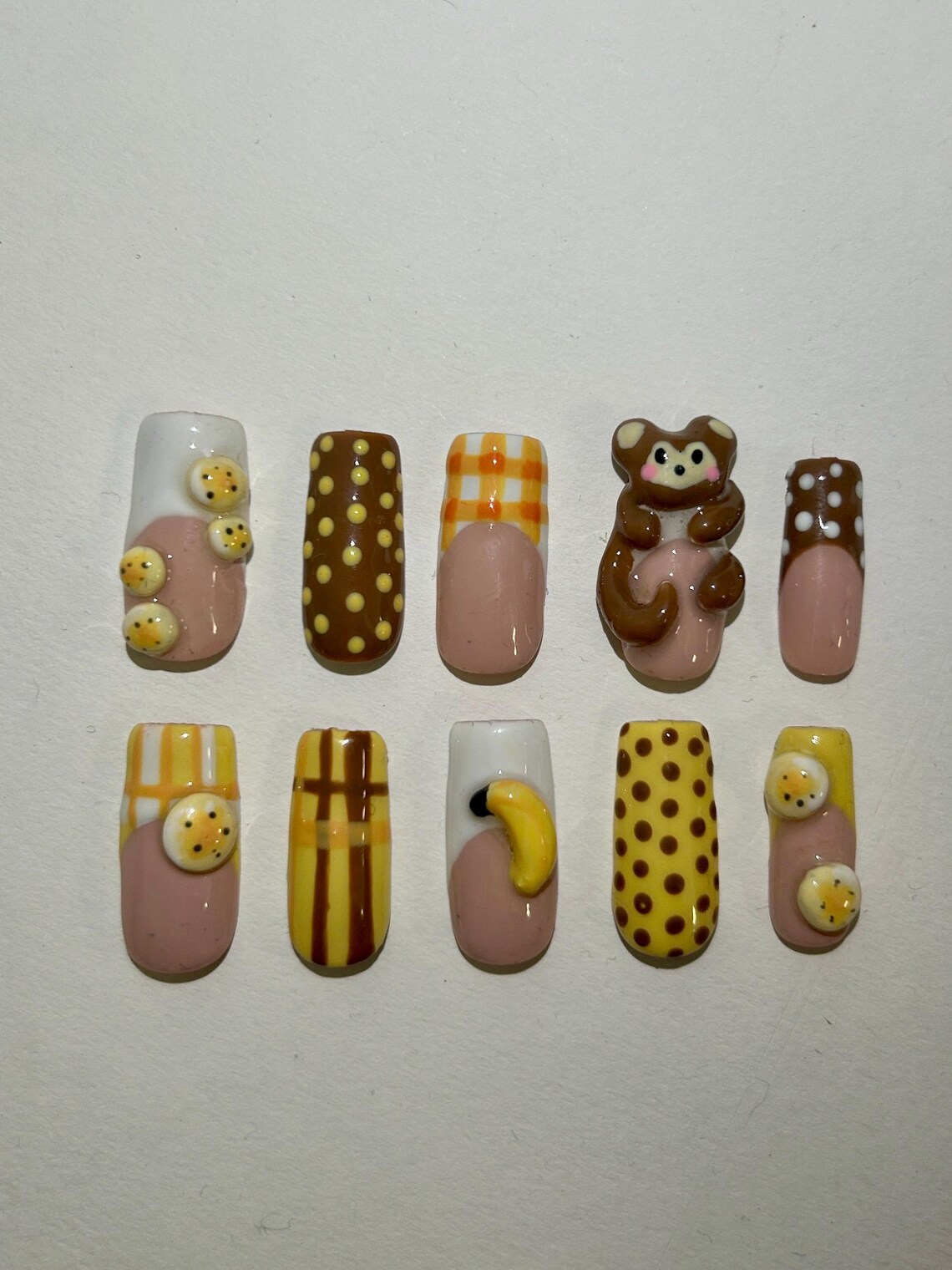 Custom Made Press on Nails Set /press Ons / Monkey Nails / Nail Art ...