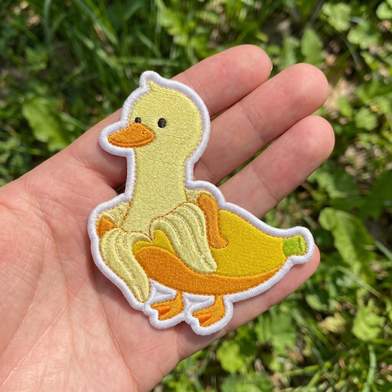 Funny Goose Banana Vector Embroidered Patch Cute Meme Animal Badge for ...