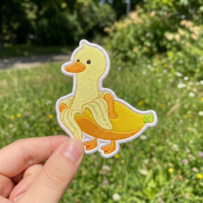 Funny Goose Banana Vector Embroidered Patch Cute Meme Animal Badge for ...