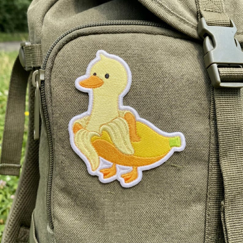 Funny Goose Banana Vector Embroidered Patch Cute Meme Animal Badge for ...