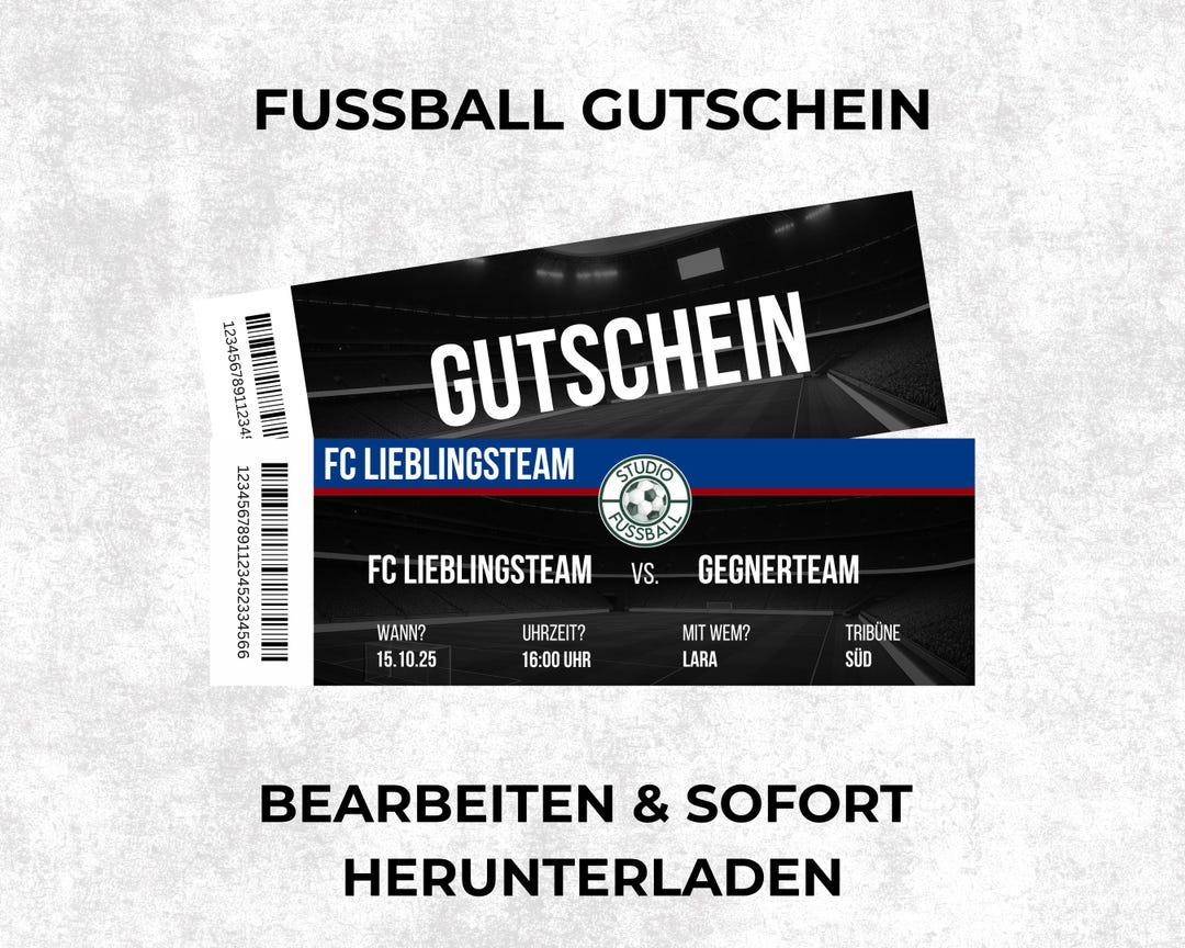 Football Ticket Voucher Template, Customizable Football Voucher Blue ...