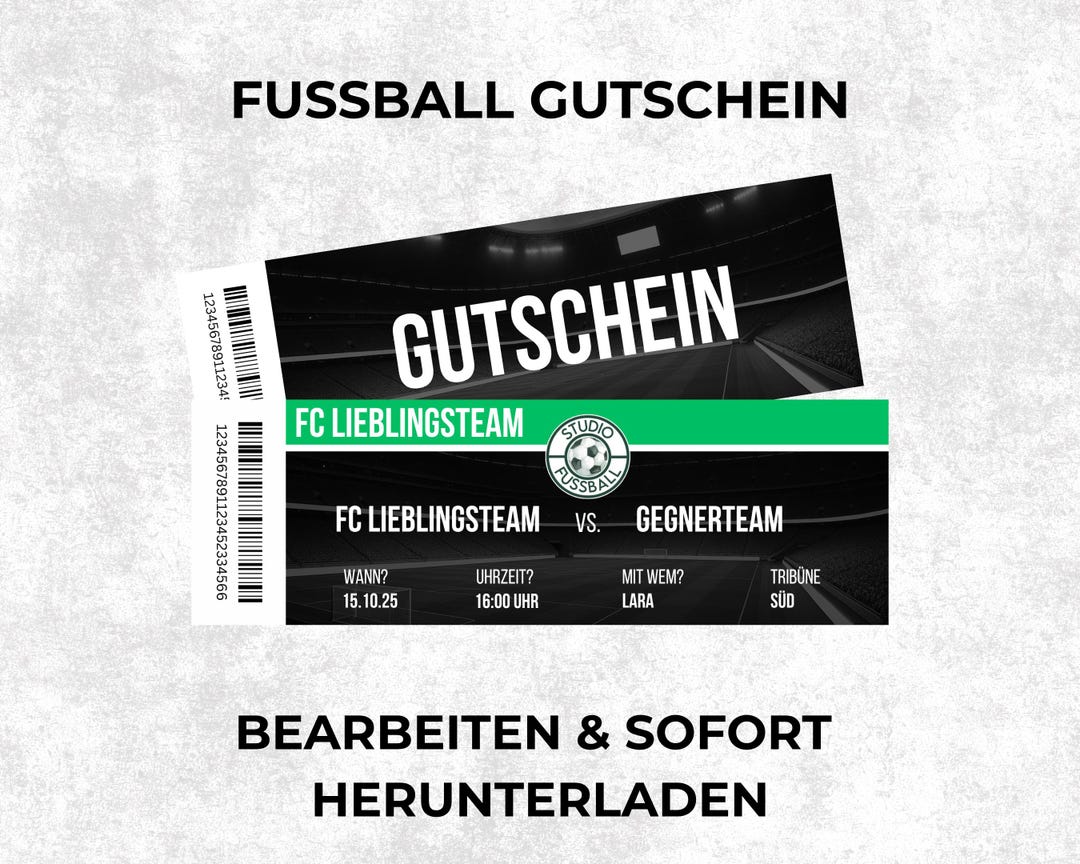 Football Ticket Voucher Template | Personalized Football Voucher Green ...
