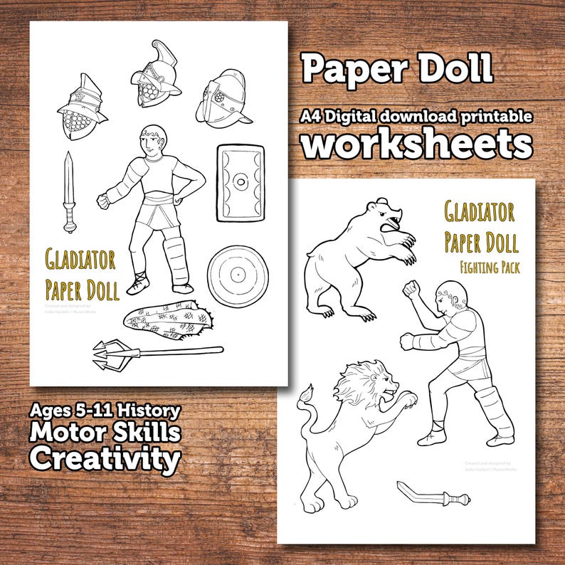 Roman Gladiator Paper Doll Printable for Kids | Fun Ancient Rome ...