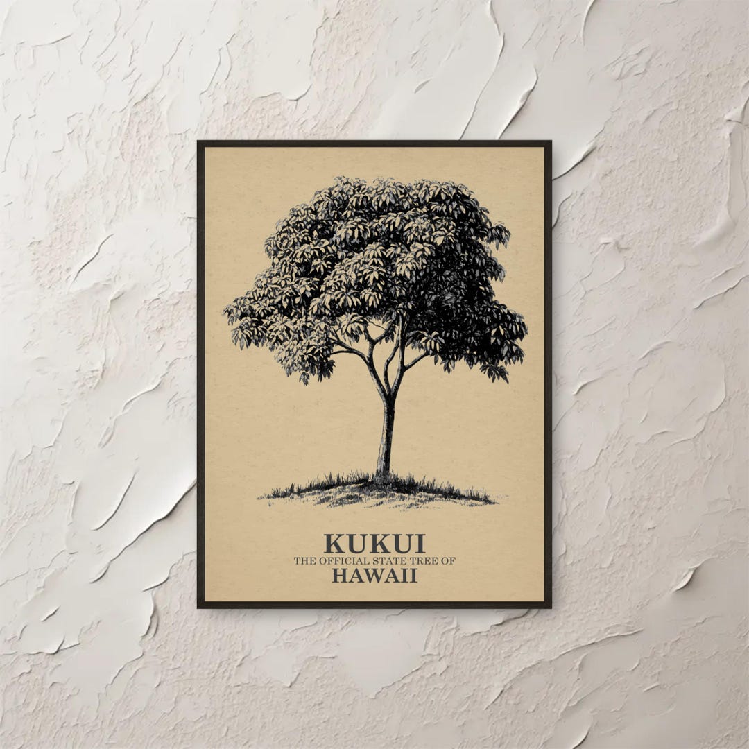 Kukui Tree Wall Art, Hawaii State Tree Print, Botanical Digital ...