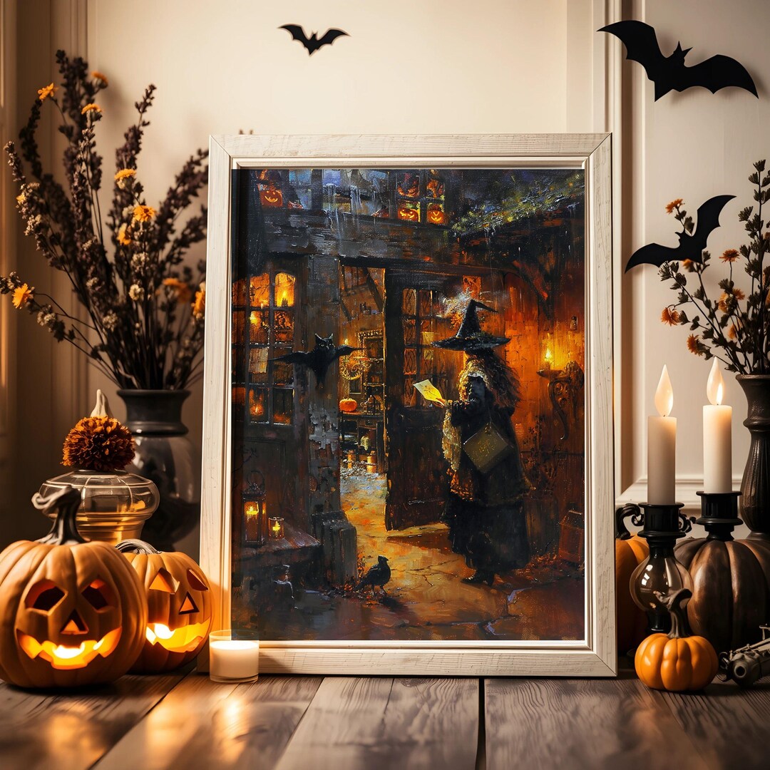 Mysterious Witch Reading Spell by Candlelight Art Print, Enchanted ...