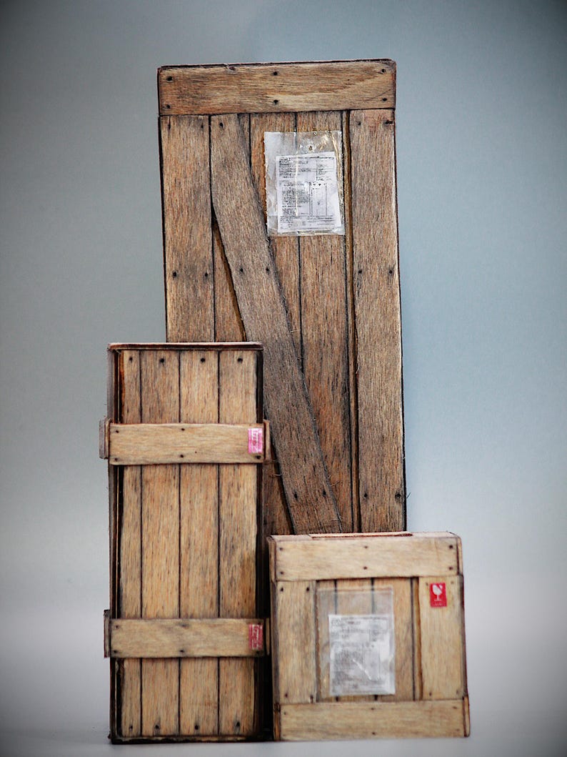 1:12 Scale Miniature Wooden Crates | Diorama Photography Props - Etsy