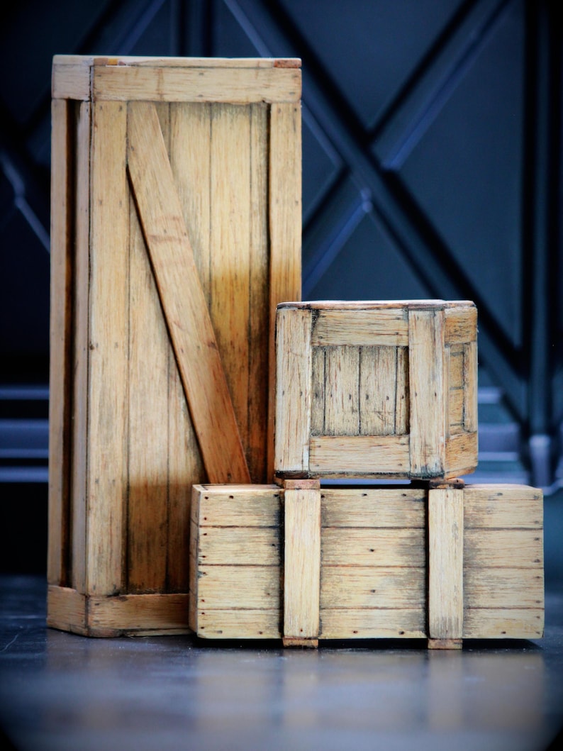 1:12 Scale Miniature Wooden Crates | Diorama Photography Props - Etsy