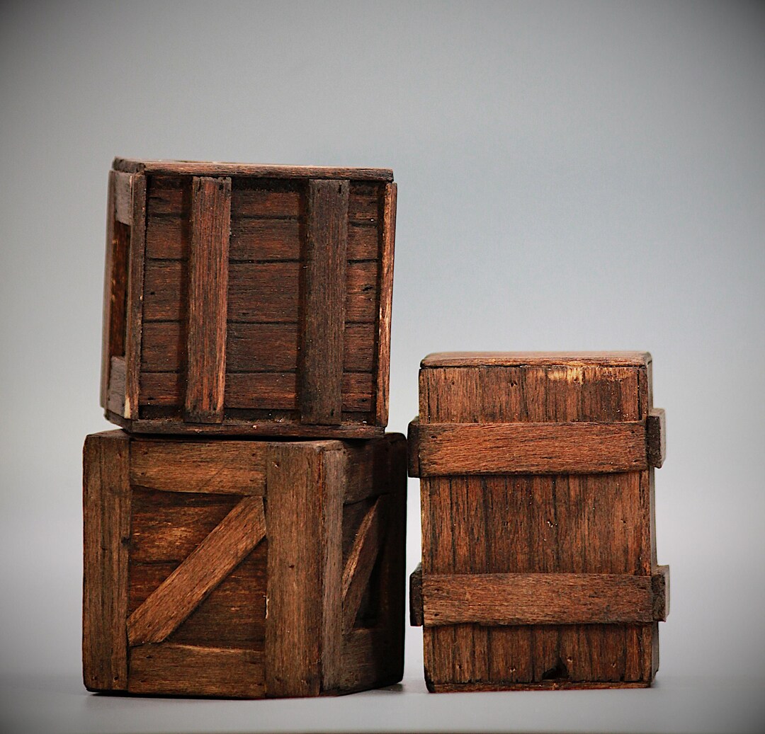 Handmade 1:12 Scale Wooden Crates | Fantasy Diorama Accessories - Etsy