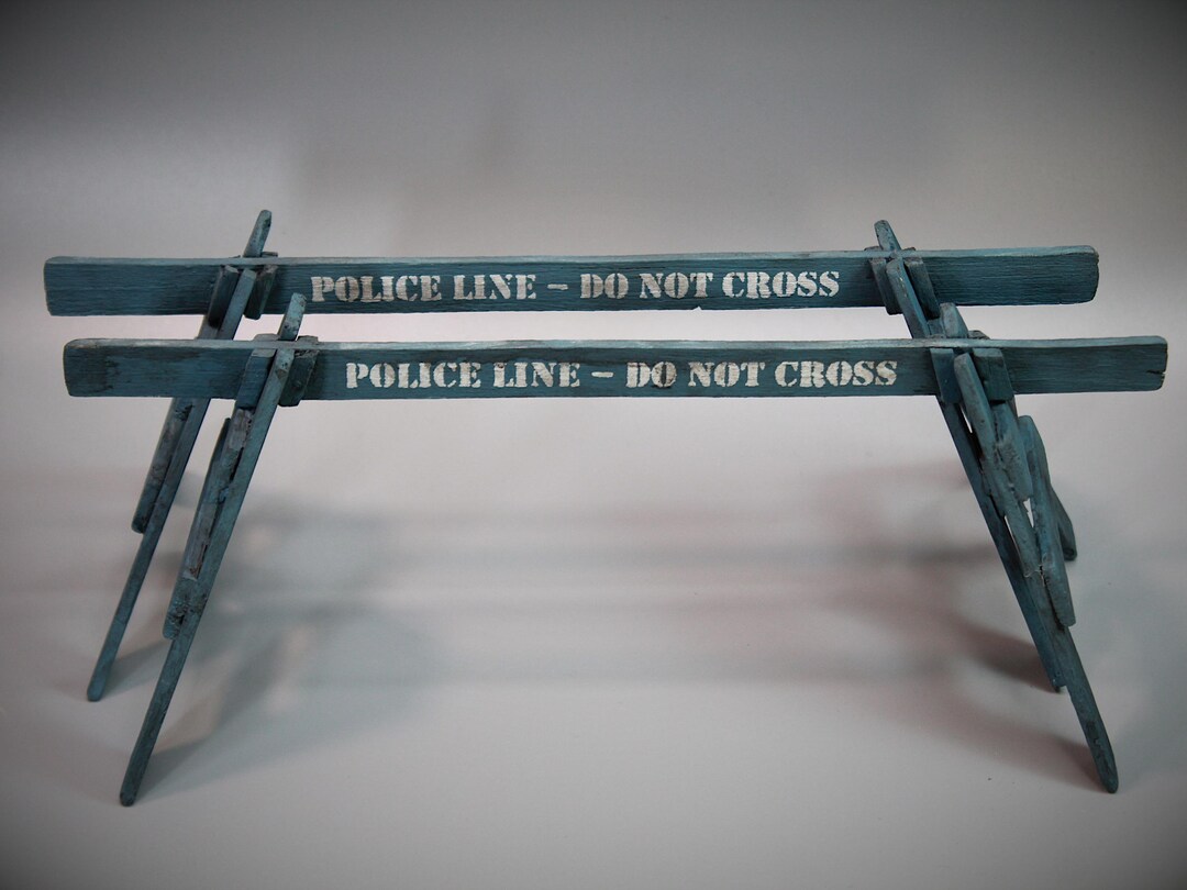 1:12 Scale Wooden Police Barricades – Handcrafted, Real Wood, Weathered ...