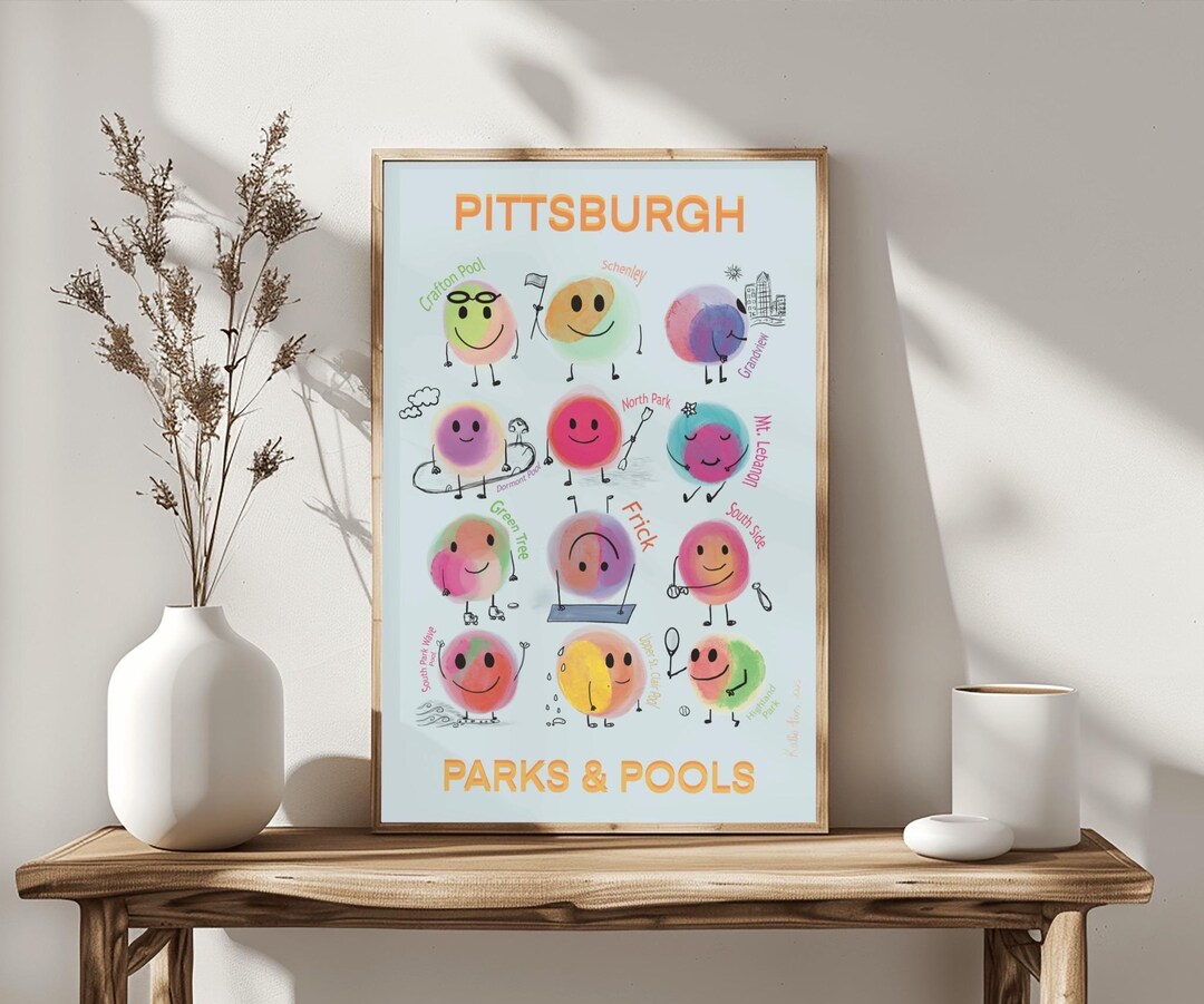 Pittsburgh Parks & Pools Smiley Face Printable Downloadable Wall Art - Etsy