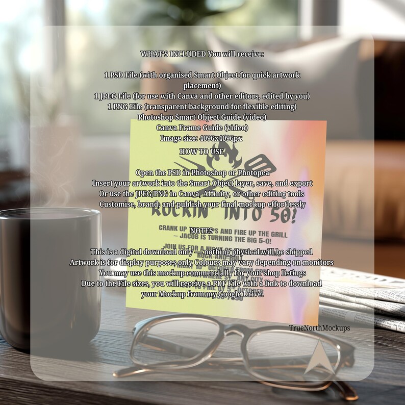 Square Greeting Card Mockup, Party Invitation Template, PSD Smart ...