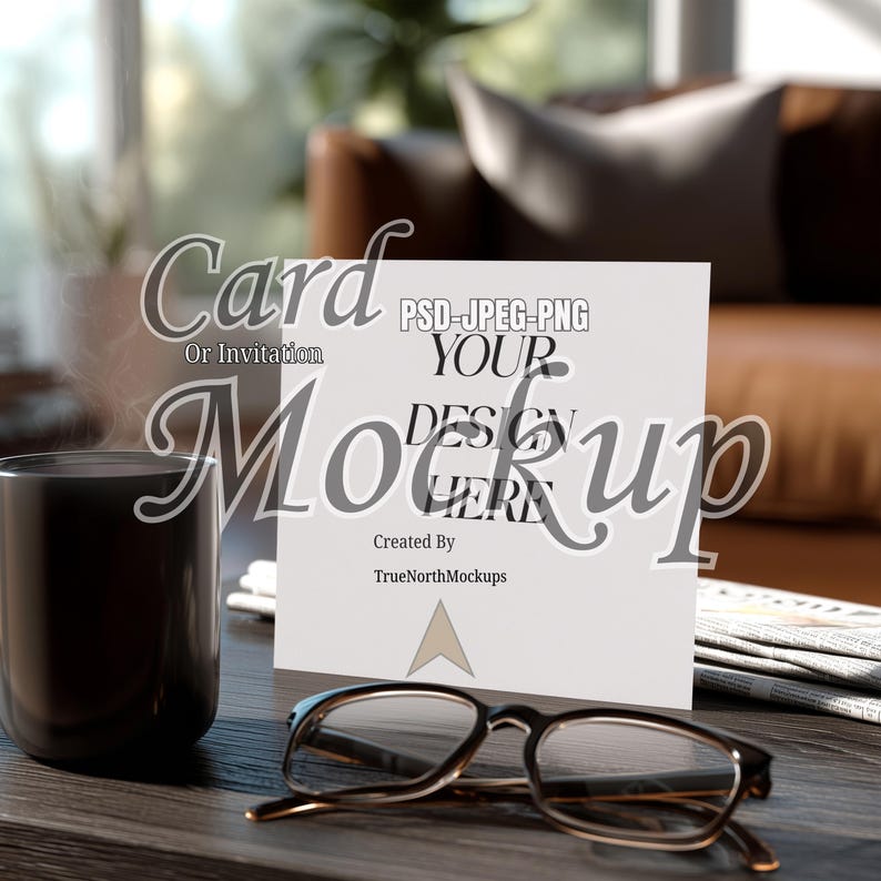 Square Greeting Card Mockup, Party Invitation Template, PSD Smart ...