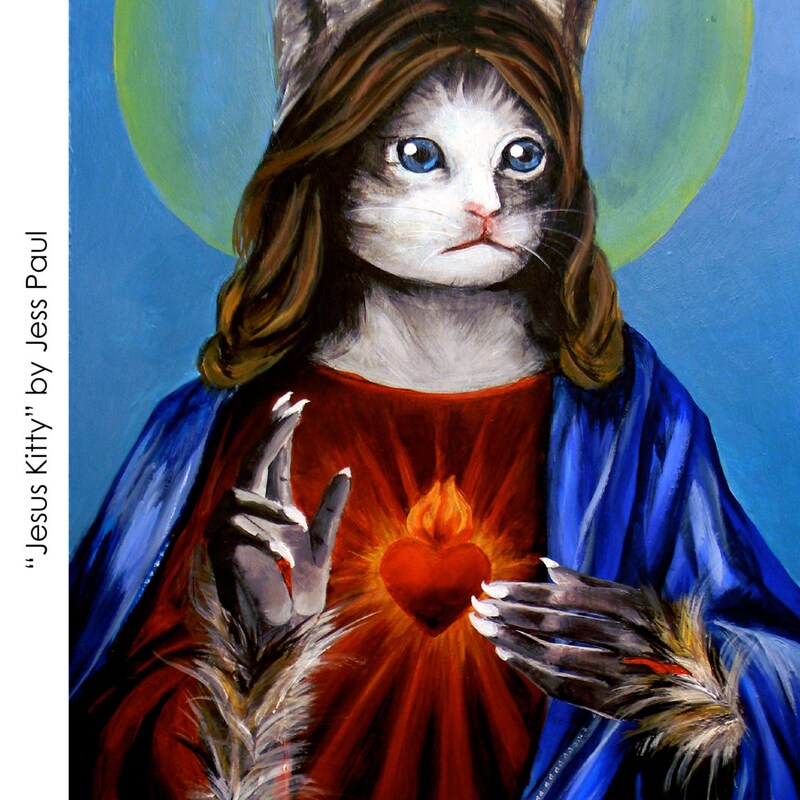Cat Jesus Art - Etsy