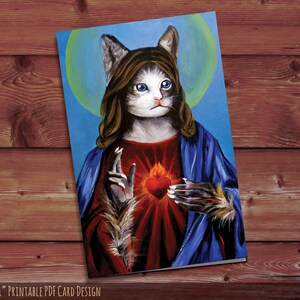 Cat Jesus Religious Pun PRINTABLE CARD | 8.5x11 Digital PDF Card Design ...