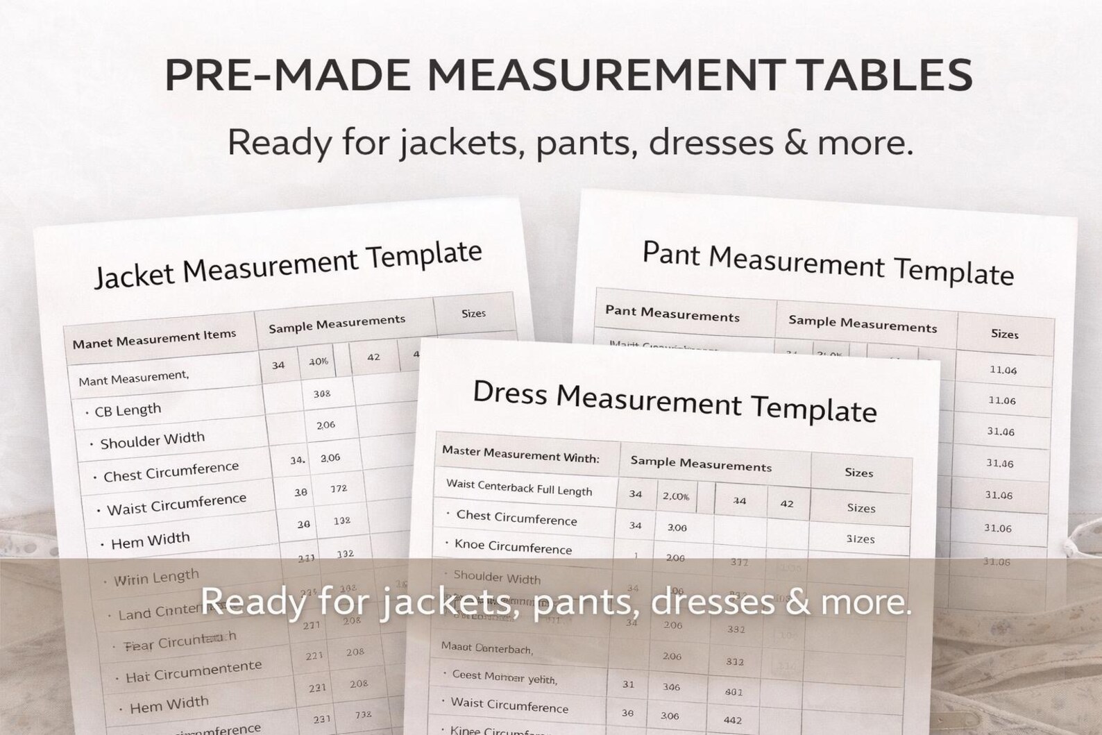 Garment Measurement Tables Excel | Professional Measurement Templates ...