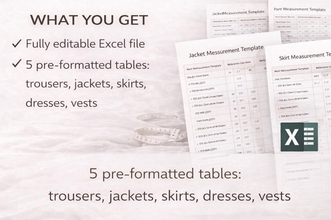 Garment Measurement Tables Excel | Professional Measurement Templates ...