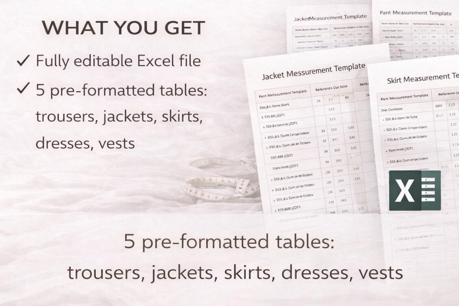 Garment Measurement Tables Excel | Professional Measurement Templates ...