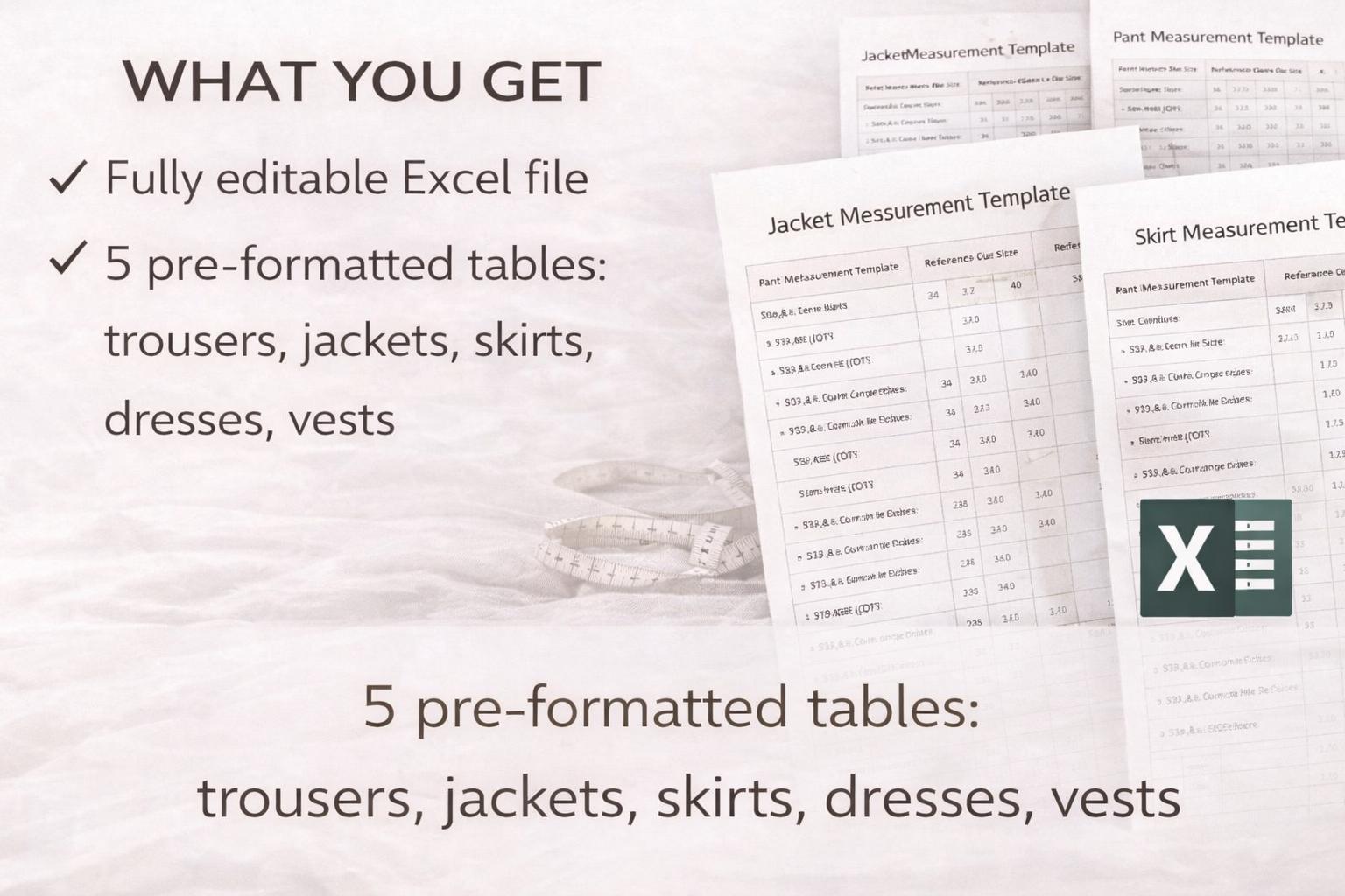 Garment Measurement Tables Excel | Professional Measurement Templates ...