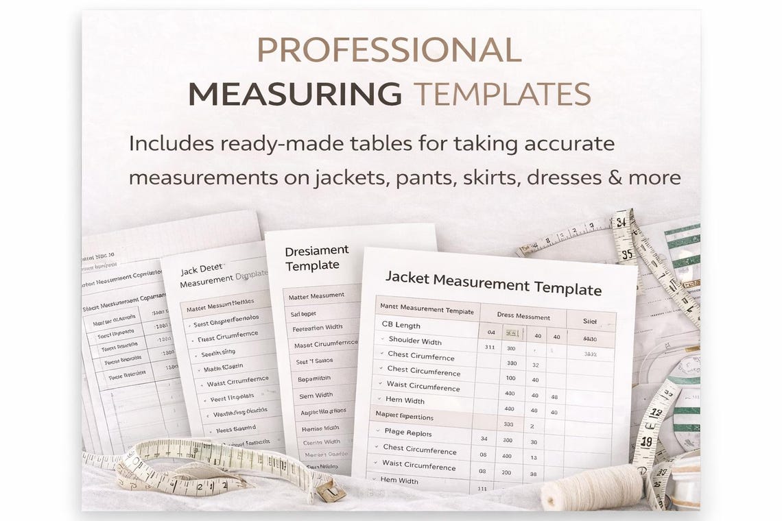 Garment Measurement Tables Excel | Professional Measurement Templates ...