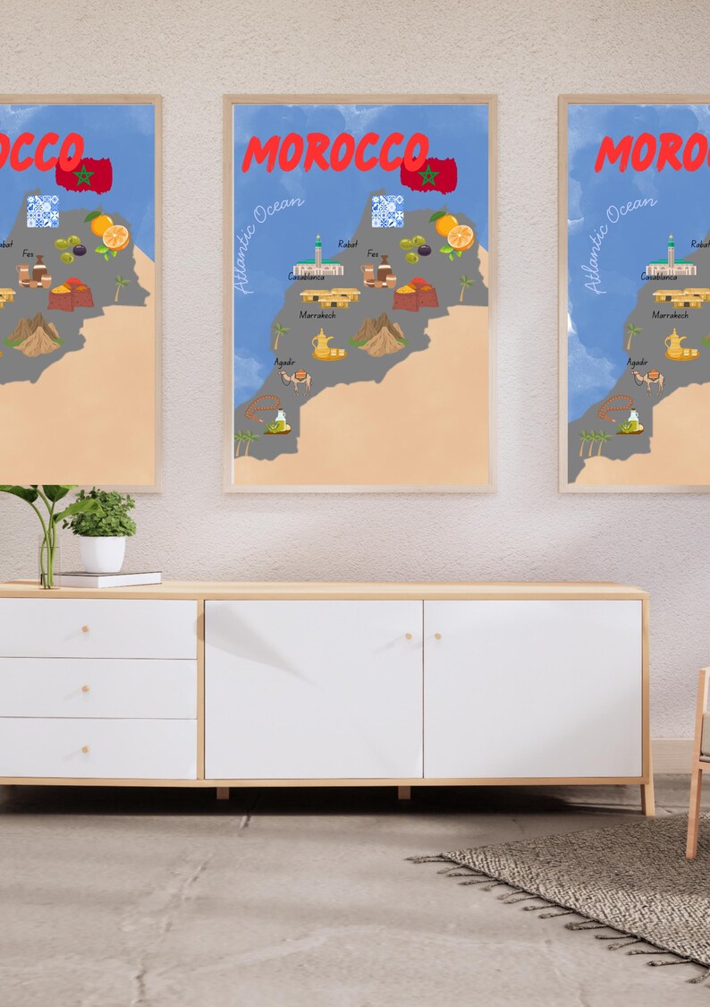 Morocco Map Digital/printable Wall Art - Etsy UK