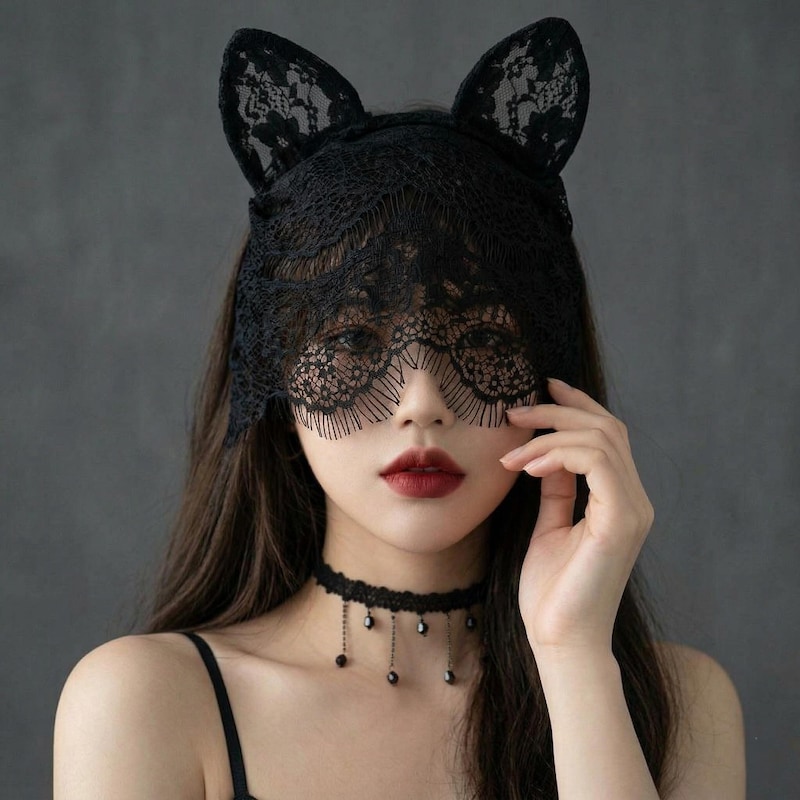 Lace Cat Ear Mask - Etsy