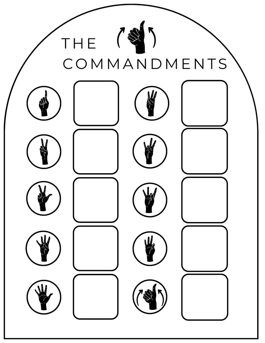 ASL Memory Game on 10 Commandments (black & White Color) | Digital ...