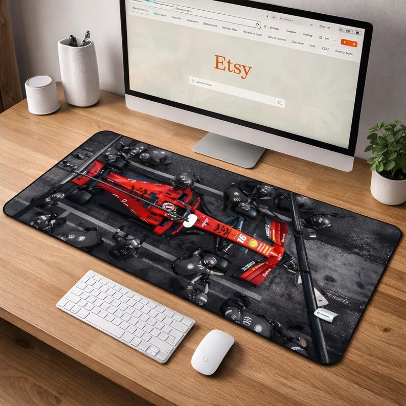 Modern F1 Design Desk Mat - Formula 1 Racing Scene - Black and Red ...