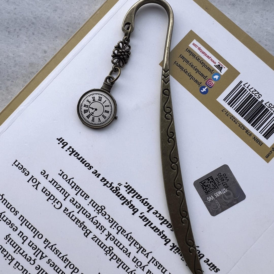 Vintage Clock Bookmark – Antique Bronze Metal Page Marker With Roman ...